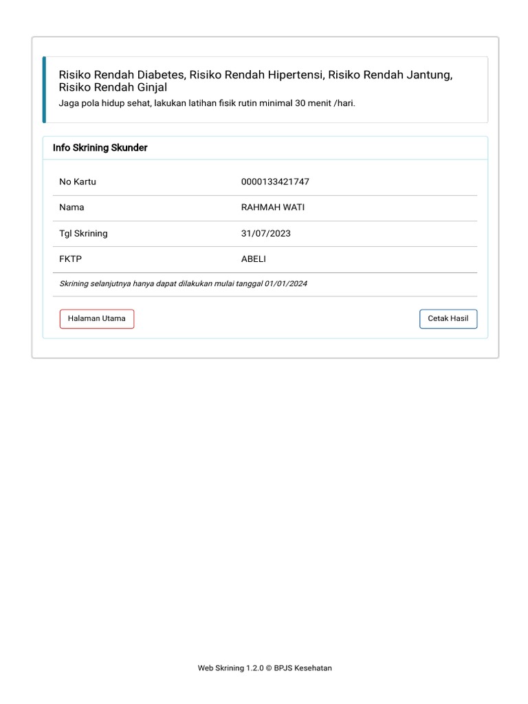 Web Skrining BPJS Kesehatan | PDF