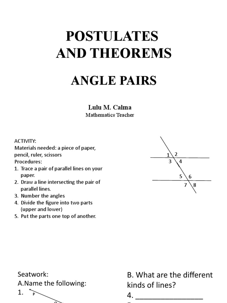 angle pairs postulates and theorems | PDF
