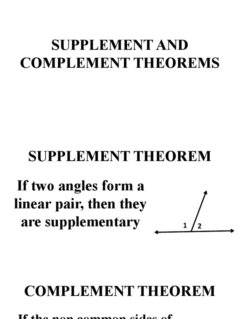 Angle Theorems: Supplement & Complement | PDF