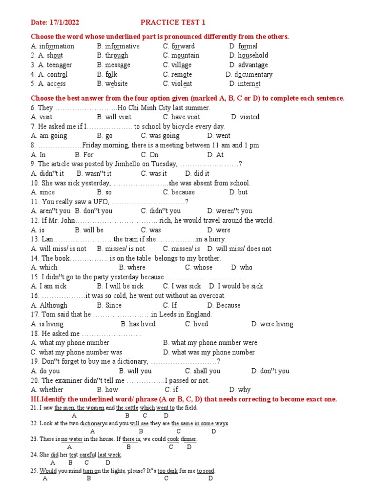 Practice Test 1-10 | PDF