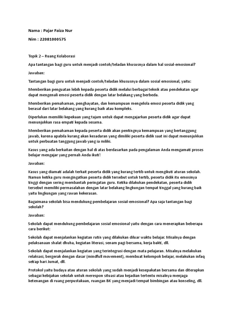 Topik 2 Ruang Kolaborasi Pajar Faiza Nur | PDF