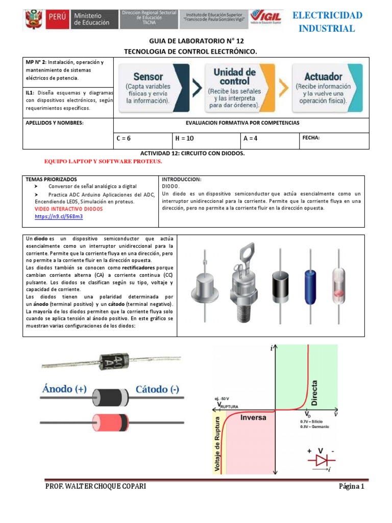 12 Guia de Laboratorio-Circuito Con Diodos | PDF | Diodo | Corriente eléctrica