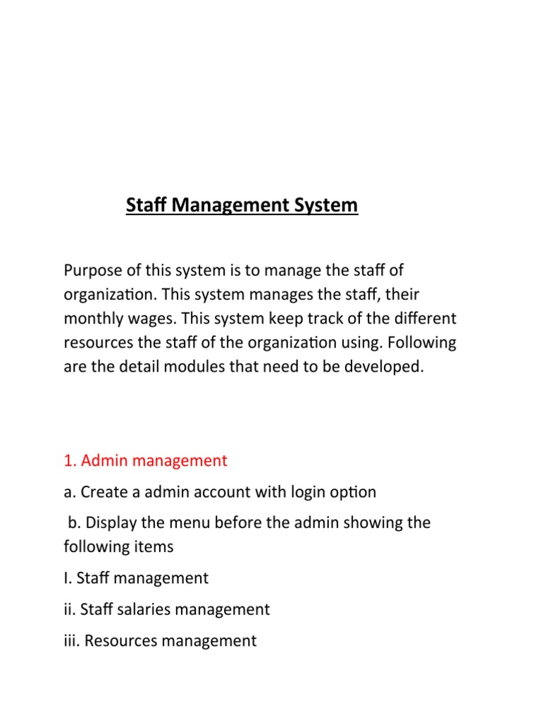 Staff Management System | PDF | Career & Growth | Finance & Money ...