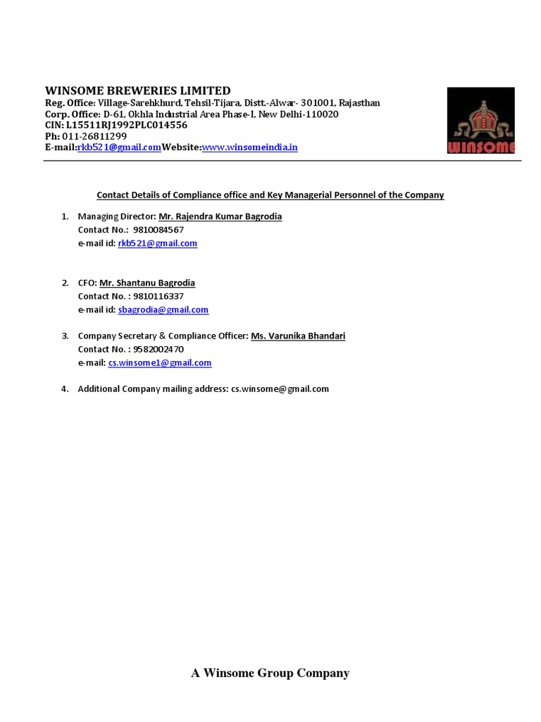 Clients-Logos - 42-Details of Compliance Officer and KMPs | PDF