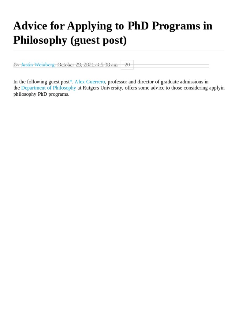 Philosophy PhD Application Tips | PDF | Doctor Of Philosophy | Metaphysics