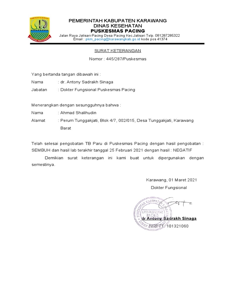 Surat Keterangan TB | PDF