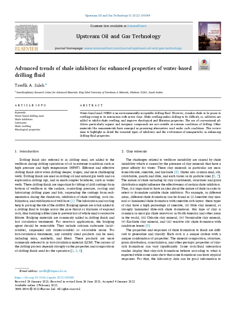 Advanced Trends of Shale Inhibitors For Enhanced Properties of Water ...