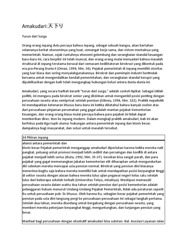 Amakudari: Korupsi dan Birokrasi Jepang | PDF