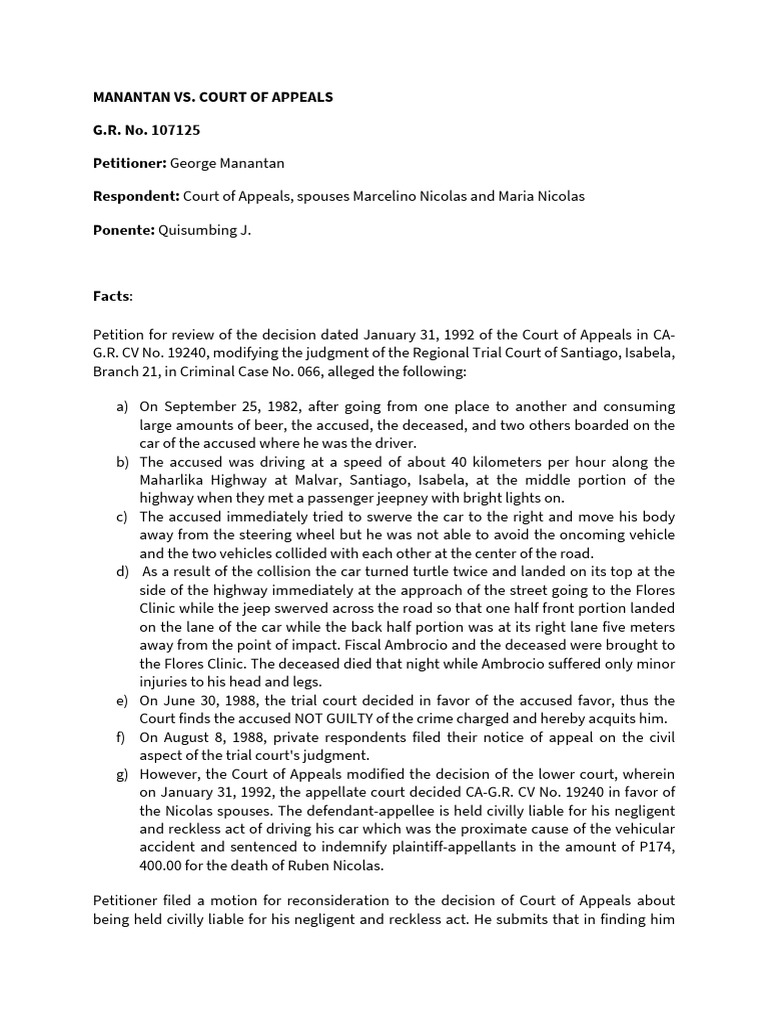 Manantan vs. Court of Appeals Ruling | PDF | Acquittal | Double Jeopardy