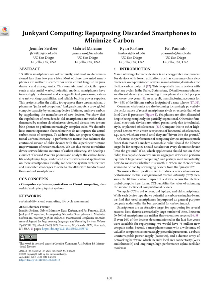 Junkyard Computing - Cluster Computing With Smartphones | PDF | Data ...