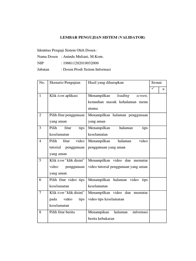 Lembar Pengujian | PDF