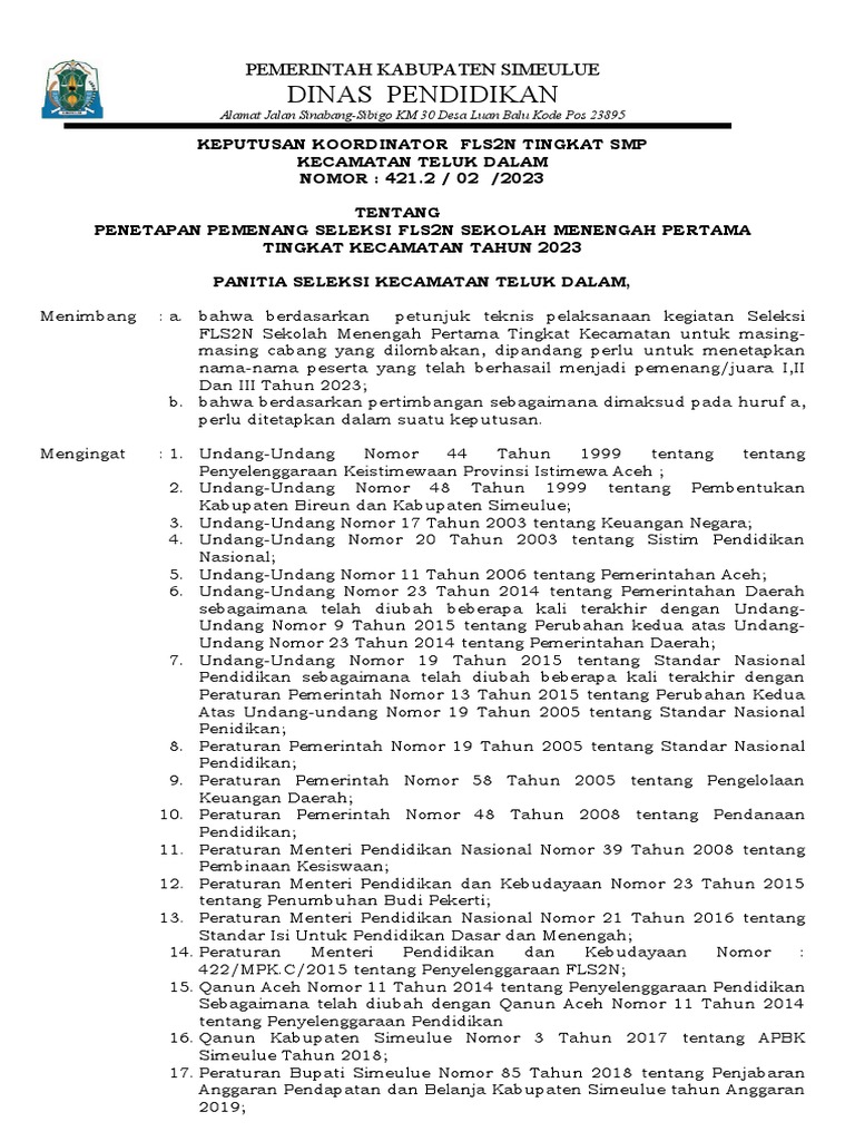 SK Pemenang FLS2N | PDF