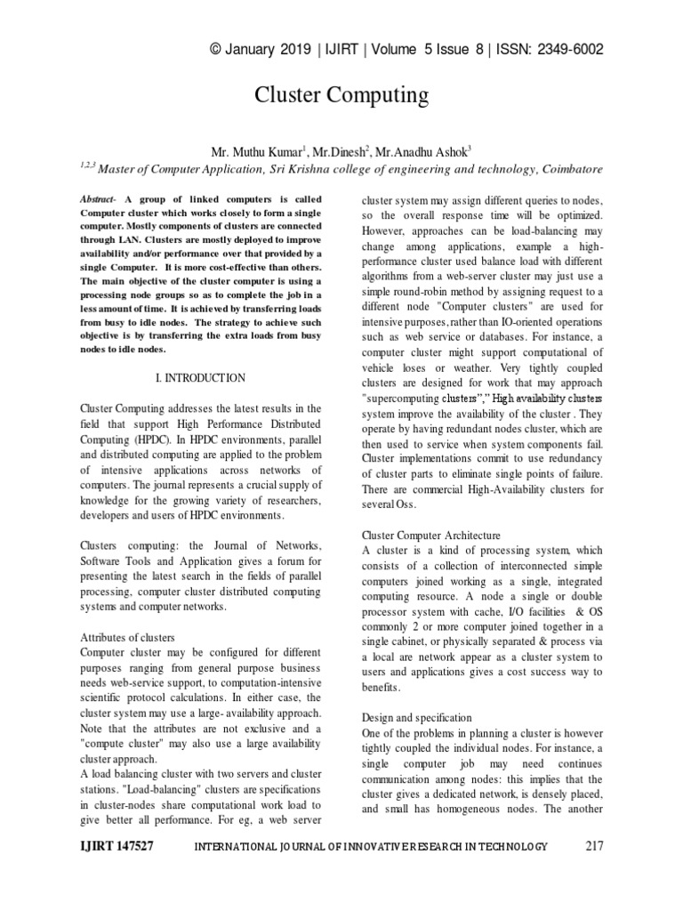 Ijirt147527 Paper | PDF | Computer Cluster | Operating System