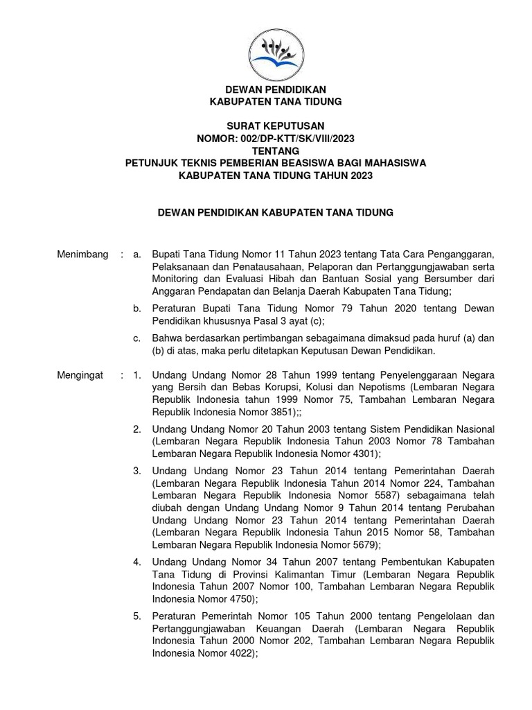 Petunjuk Teknis Beasiswa KTT 2023 V1 | PDF