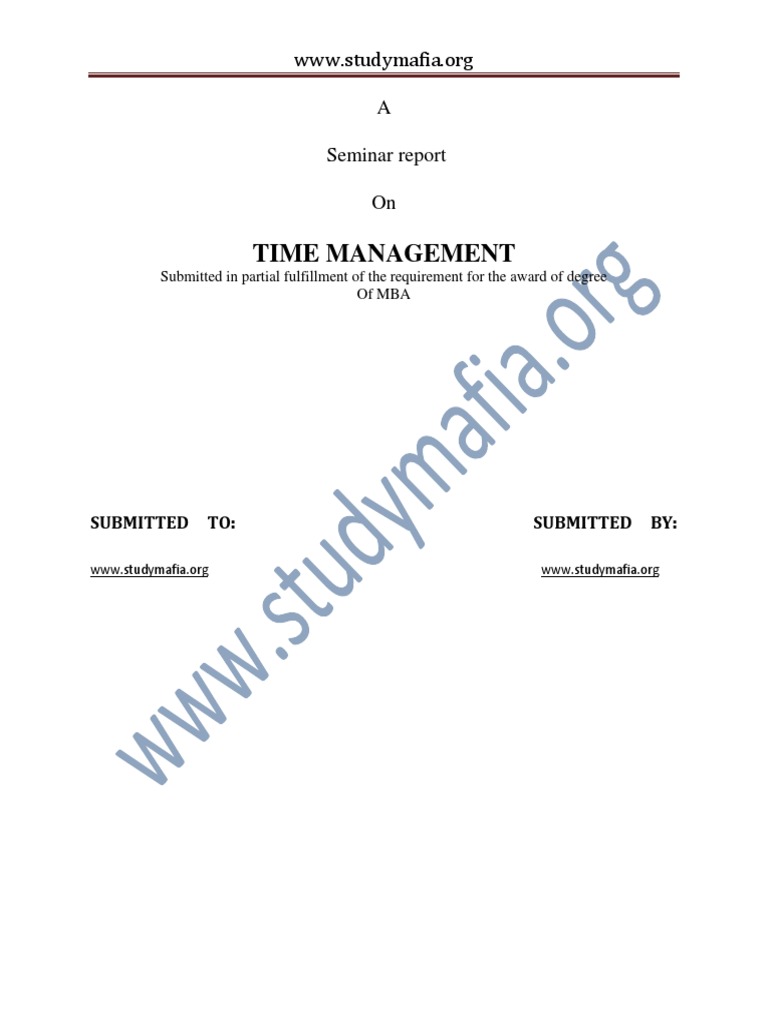 Mba Time Management Report | PDF | Time Management | Professional Skills