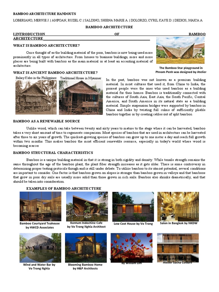 Bamboo Architecture Handout Final | PDF | Bamboo | Concrete