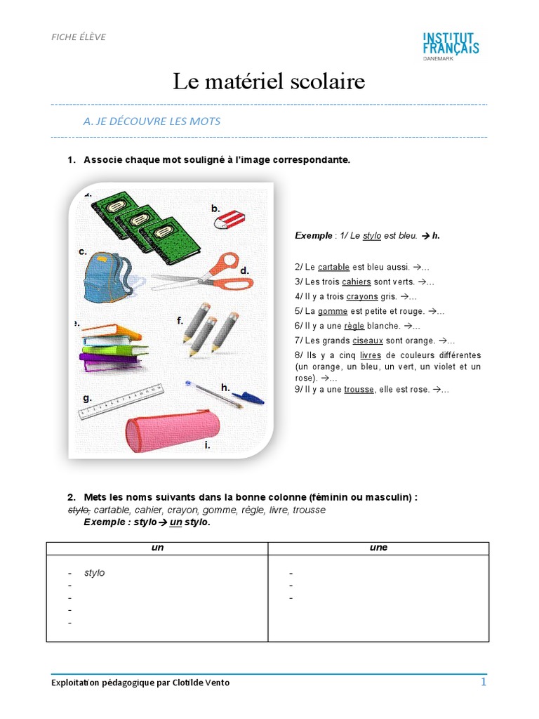 Matériel scolaire : activités ludiques | PDF