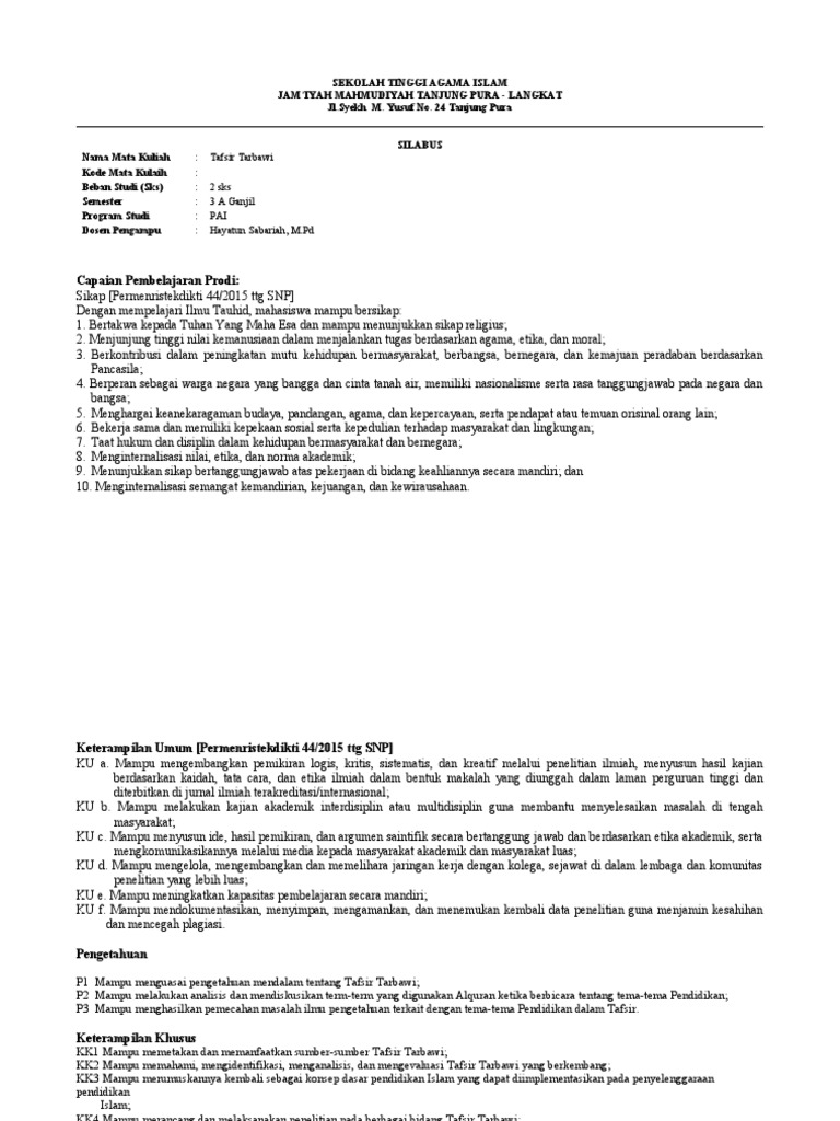 Template Silabus | PDF