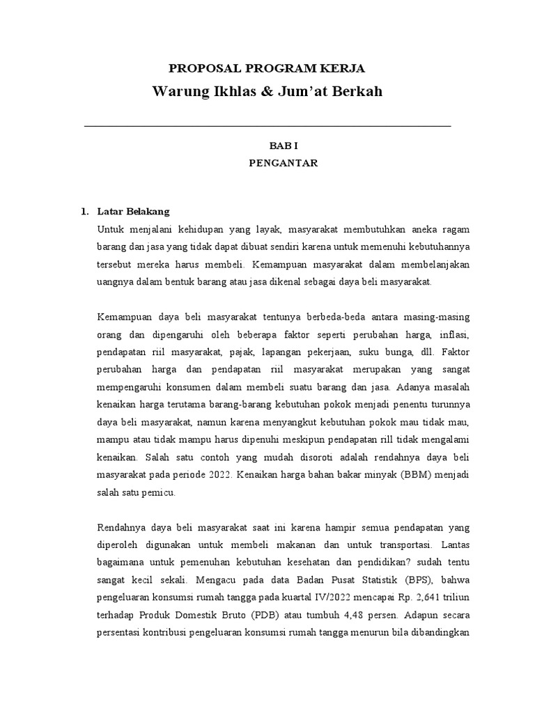 Proposal Warung Iklas Dan Jum'at Berkah | PDF