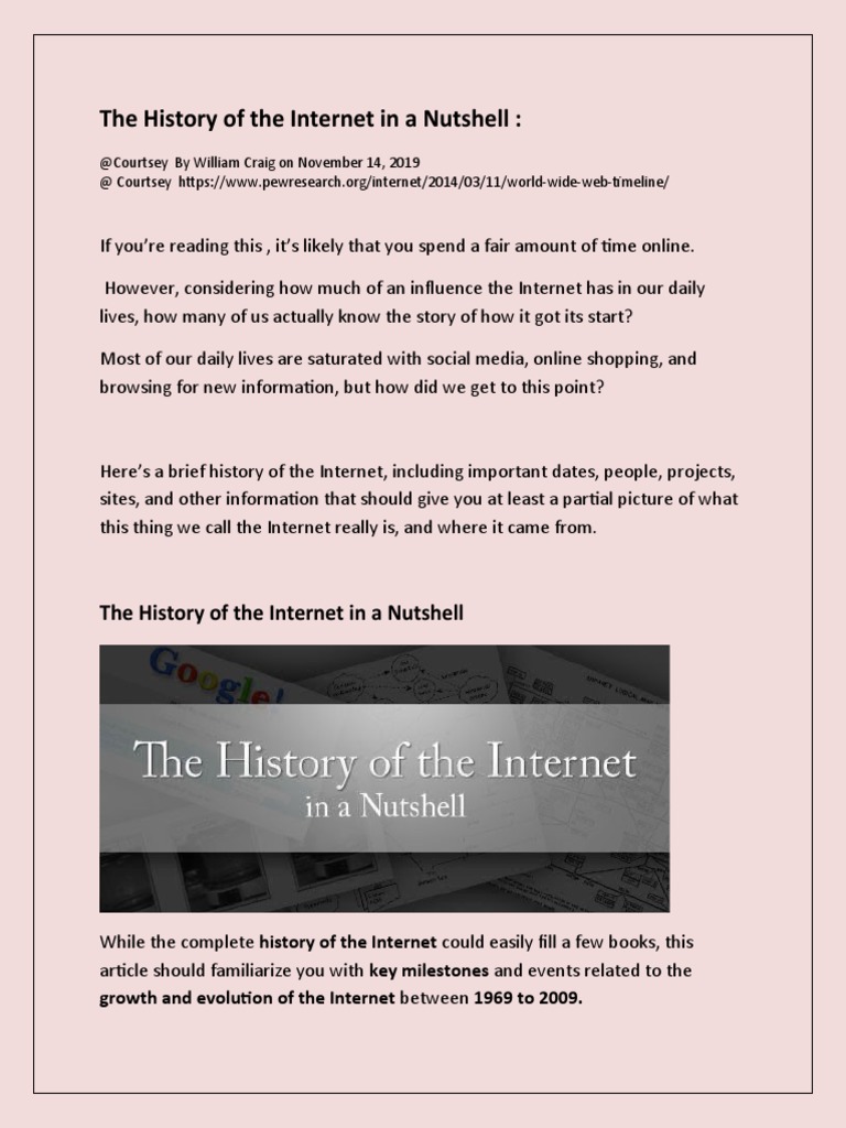 WT UNIT 1 Lecture 1.1 The History of The Internet in A Nutshell | PDF | Internet | World Wide Web