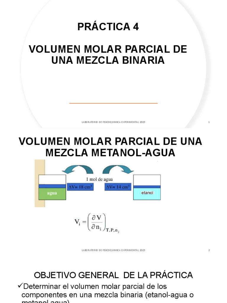 Presentacion Practica Volumen Molar Parcial 2023 | PDF | Densidad | Concentración