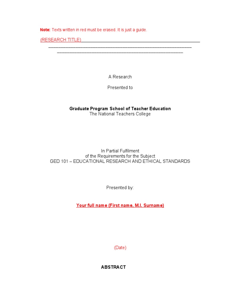 Sample Template For Research Paper NTC | PDF | Theory | Cognitive Science
