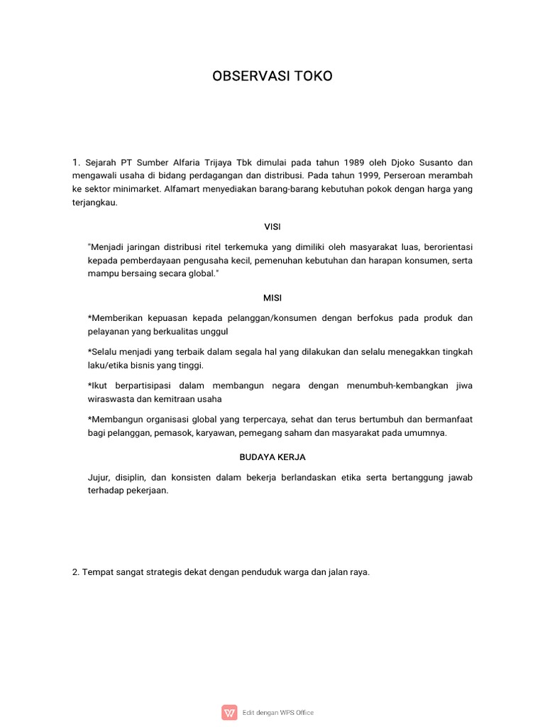 Laporan Observasi Toko | PDF