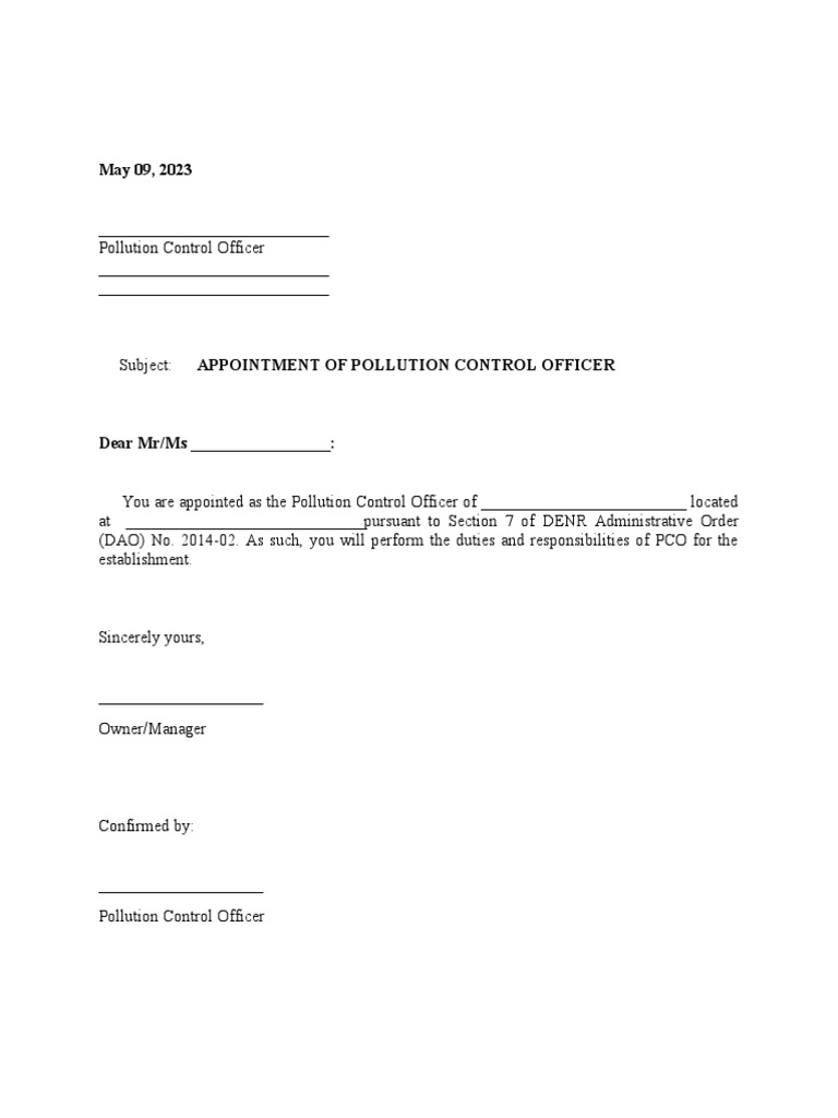Appointment Letter of Pco | PDF