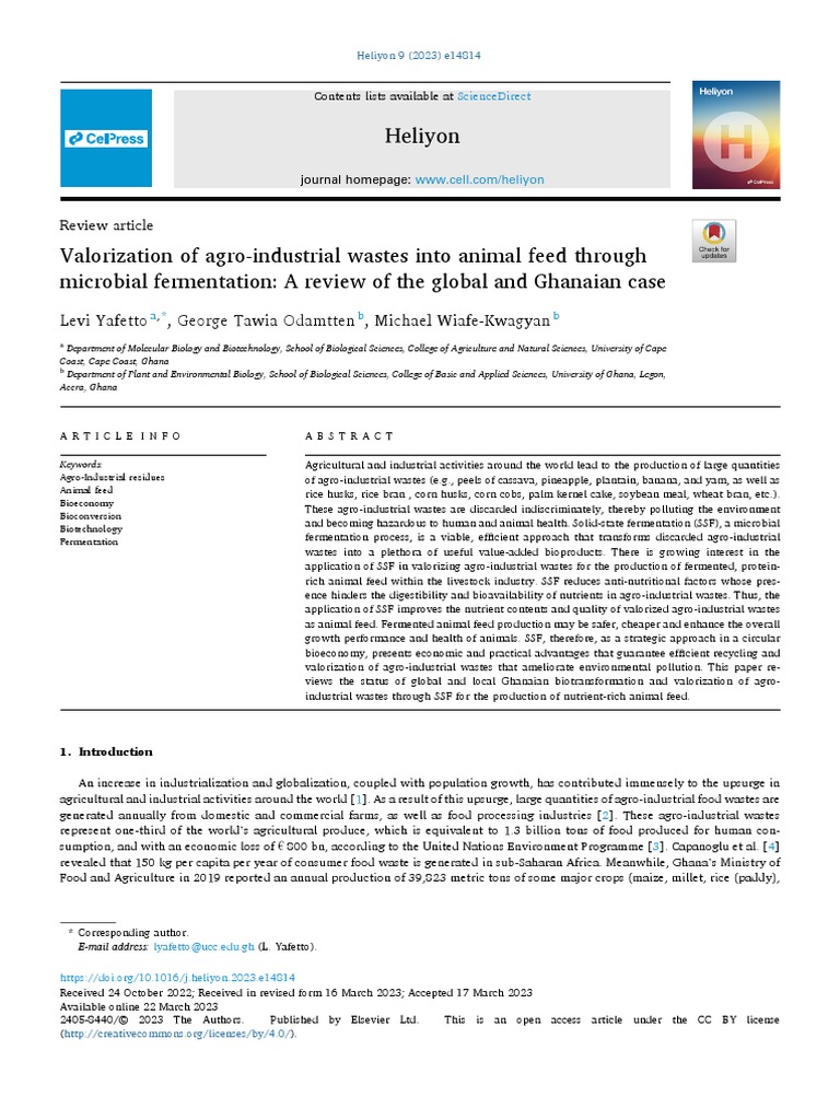 Agro-Industrial Wastes Into Animal Feed Through Microbial Fermentation ...