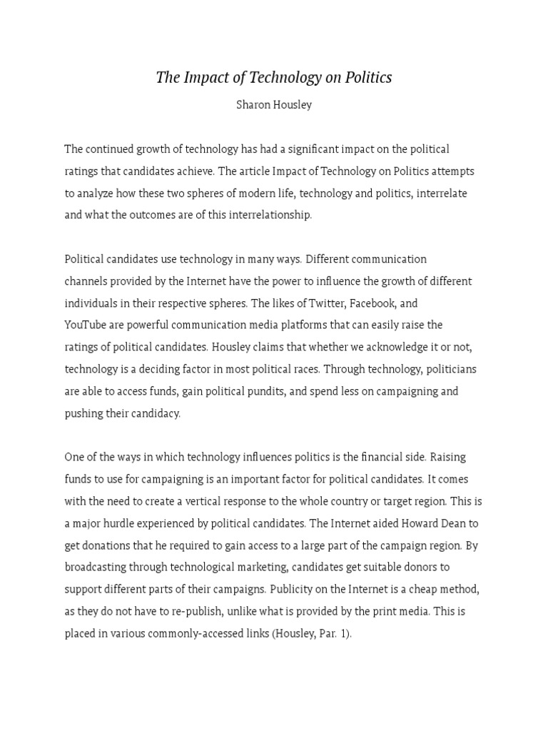 Technology's Influence on Politics | PDF | Internet | Mass Media