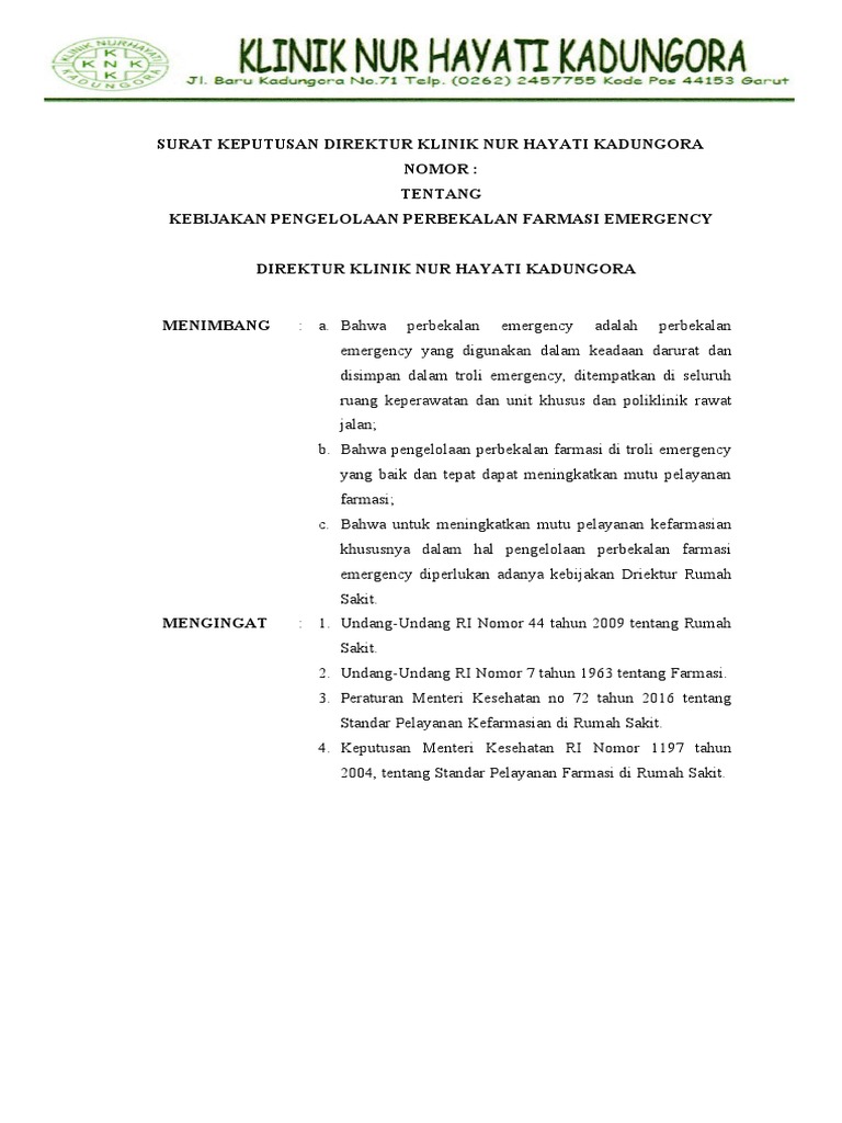 SK Pengelolaan Obat Emergency | PDF