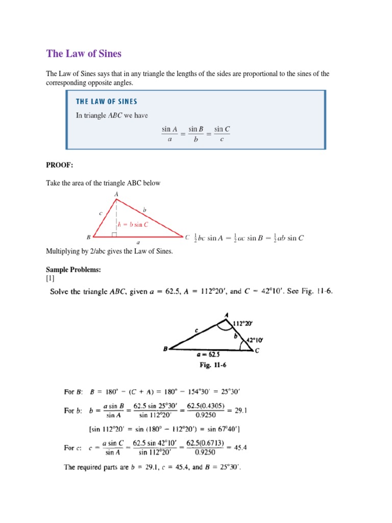 01 Law of Sines and Cosines (Notes) | PDF | Teaching Methods & Materials