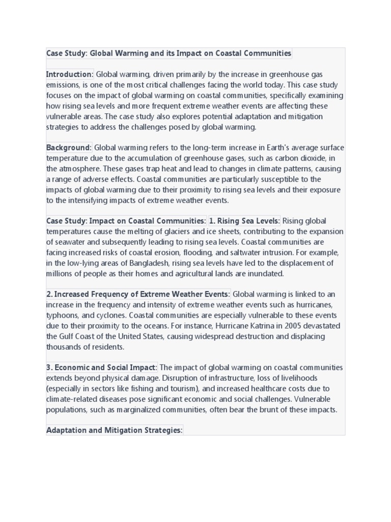 Case Study Global Warming | PDF | Climate Change | Sea Level Rise