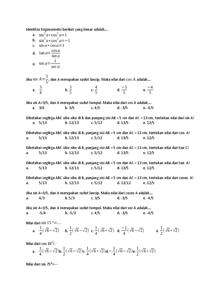 Uts Genap Kelas 11 Matematika Minat | PDF