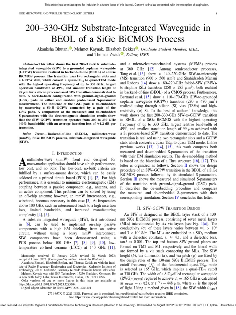 200330-GHz | PDF | Extremely High Frequency | Printed Circuit Board