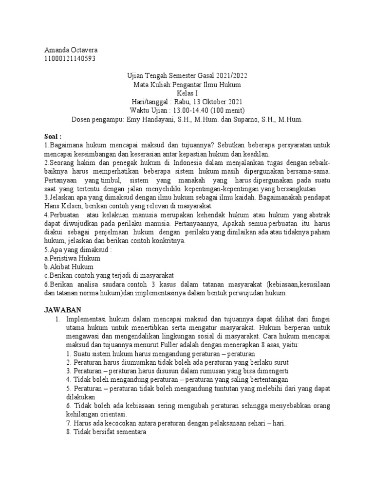 Amanda Octavera 11000121140593 UTS PIH | PDF