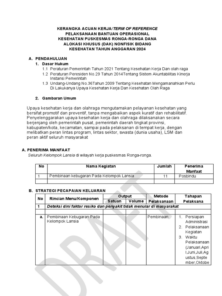 TOR TAHUN 2024 KesOR 2 2024 PTM | PDF