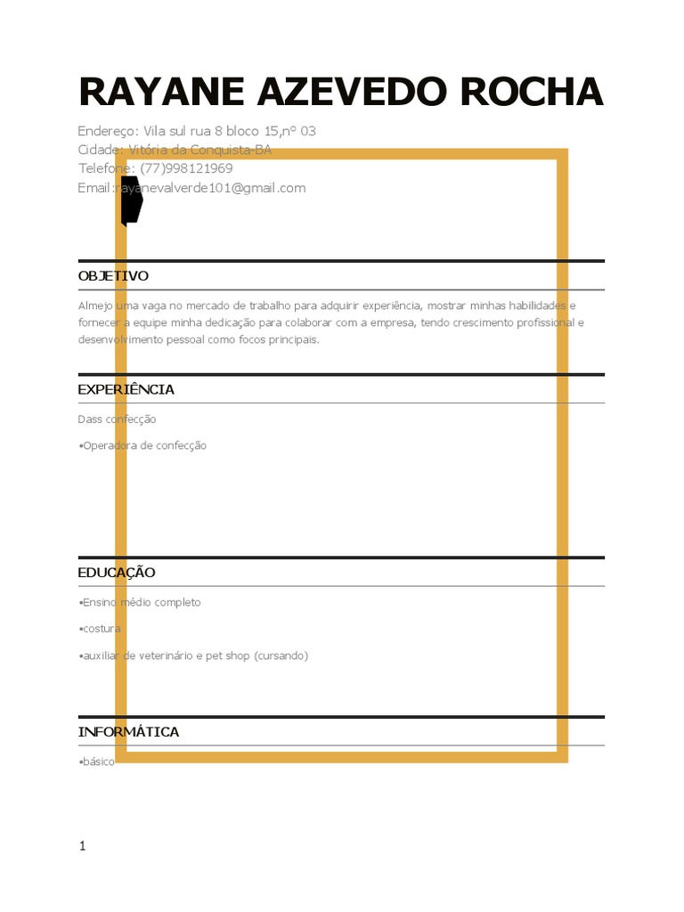 Currículo de Rayane Azevedo Rocha | PDF | Carreira e Crescimento