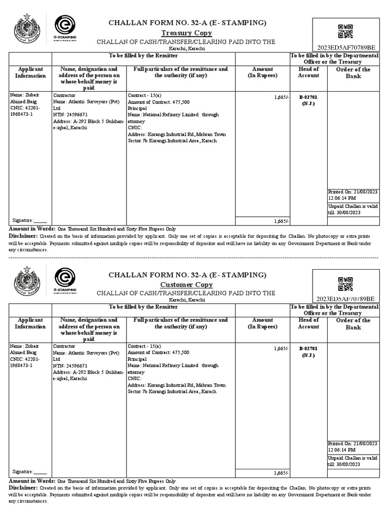 Challan Form 32-A E-Stamping Guide | PDF | Banks | Deposit Account