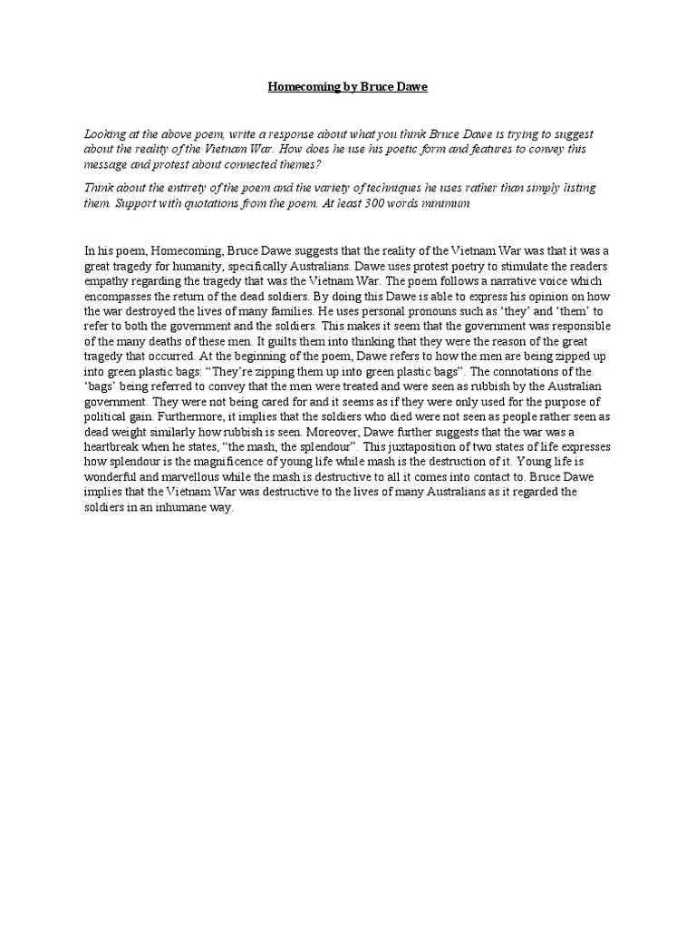 Homecoming by Bruce Dawe | PDF | Social Science | General Fiction