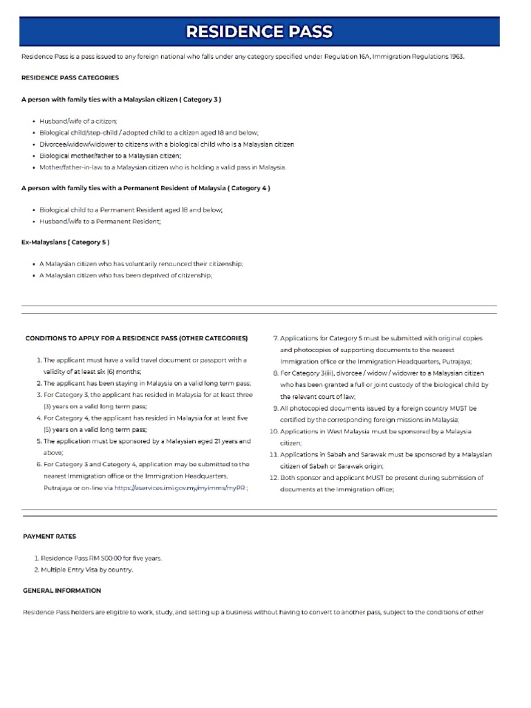 RESIDENCE PASS My | PDF