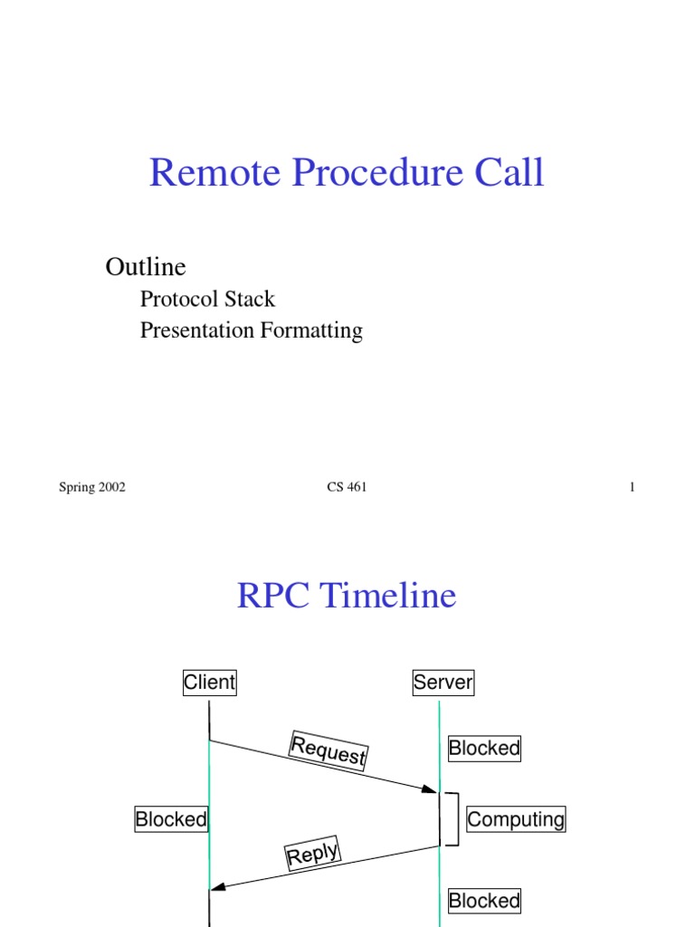 Remote Procedure Call: Outline | PDF | Pointer (Computer Programming) | Transmission Control ...