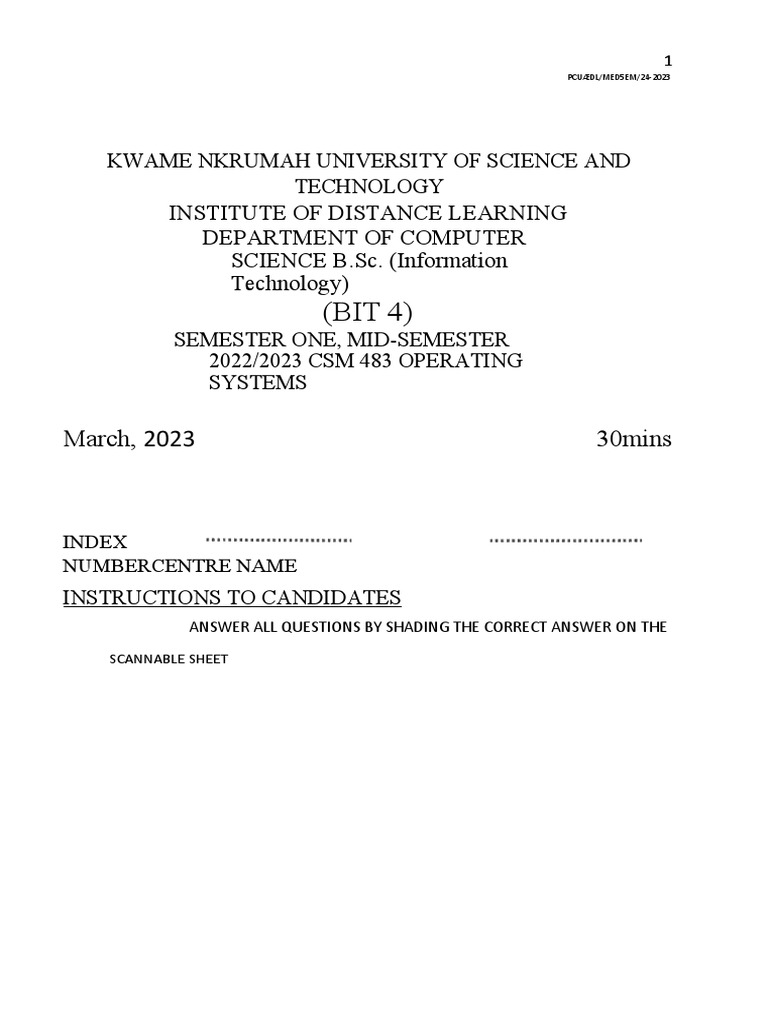 Institute of Distance Learning Department of Computer SCIENCE B.Sc. (Information Technology ...