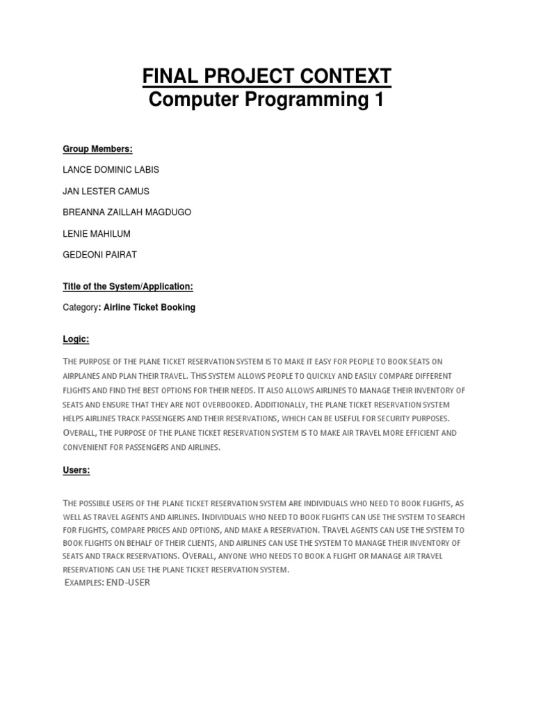 Airline Ticket Booking System Overview | PDF | Databases | Information