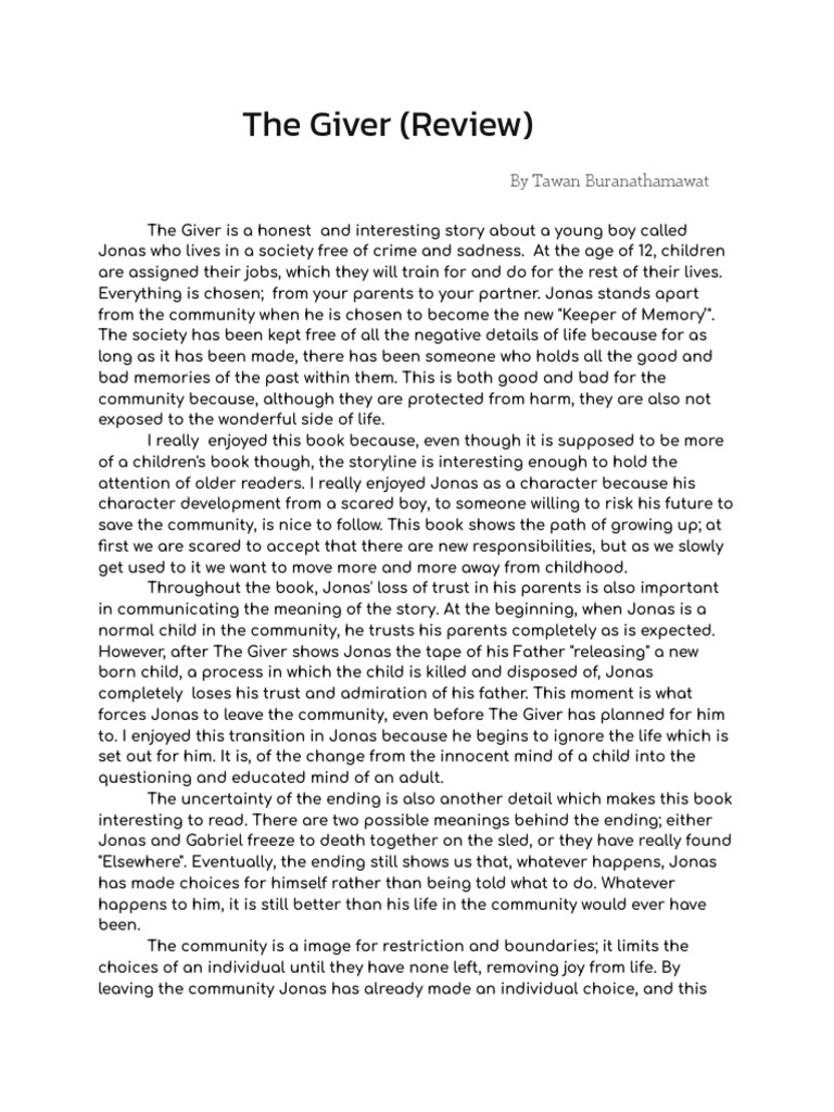 The Giver Review | PDF | The Giver
