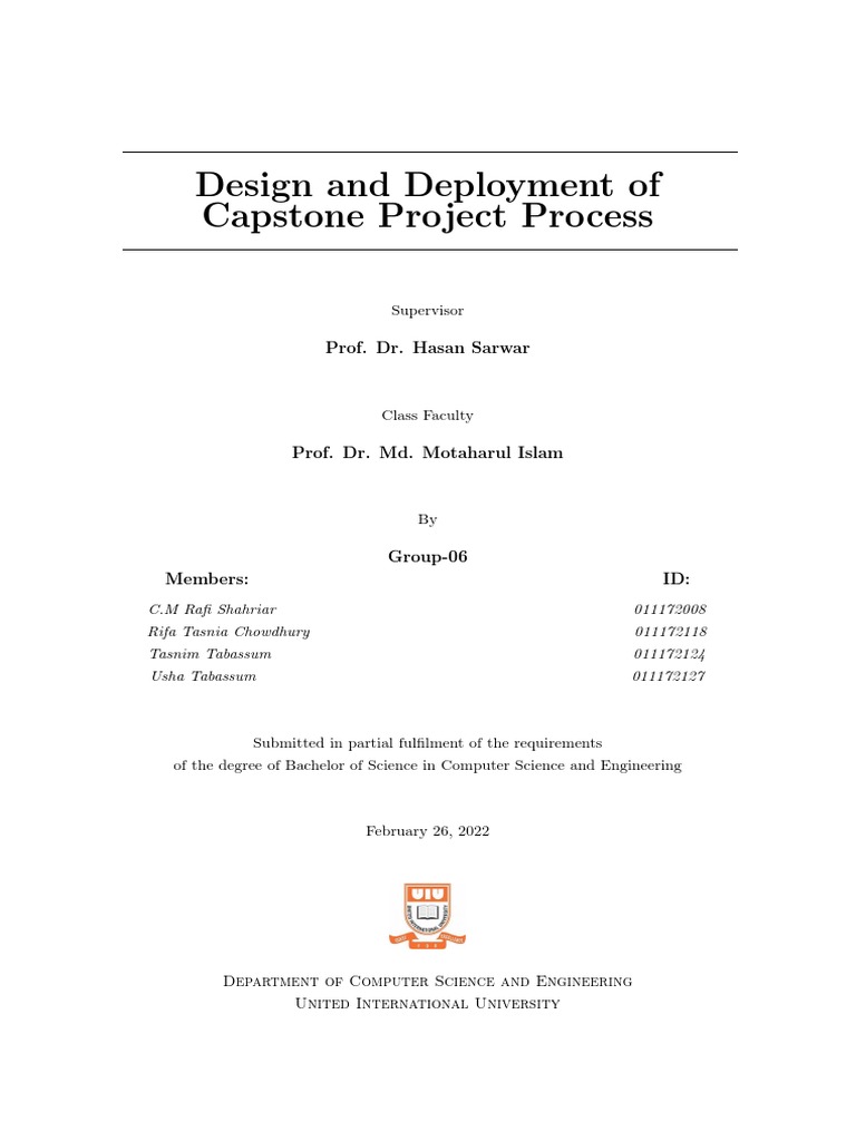 Design and Deployment of Capstone Project Enrollment Process | PDF ...