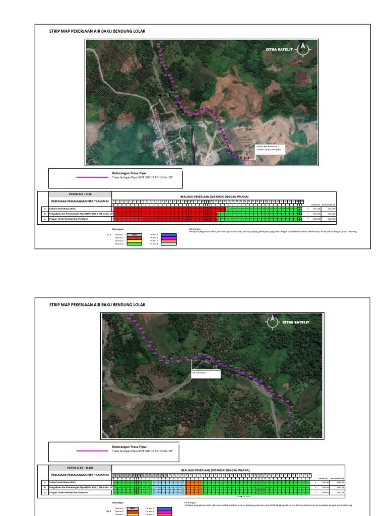 Contoh Strip Map Pekerjaan Jaringan Pipa Air Baku | PDF