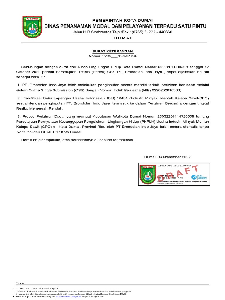 SURAT-KETERANGAN-pt Brondolan | PDF