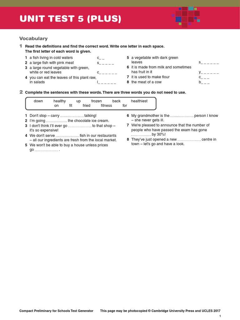 Compact PFS TG Unit Test 5 - Plus | PDF