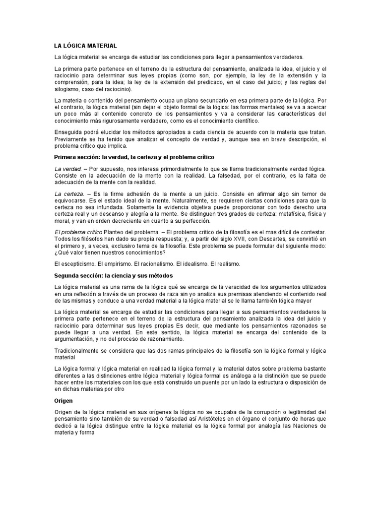 La Lógica Material | PDF